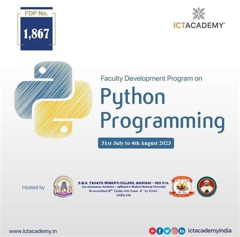 Rajkumar S On Linkedin Fdp Emgyadavawomenscollege Pythonprogramming Madurai Ictacademy