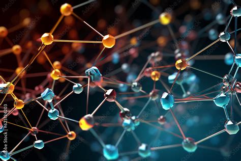 An Illustration Of A Network Of Molecules Forming A Chain Like Structure Symbolizing Polymer