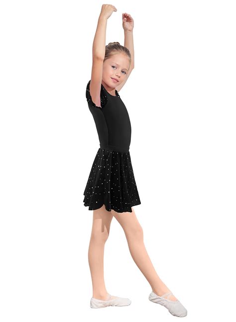 Eqsjiu Leotards For Girls Split Type Leotard And Skirt Black