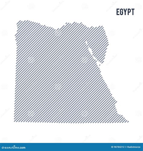 Vector Abstract Hatched Map Of Egypt With Oblique Lines Isolated On A White Background Stock