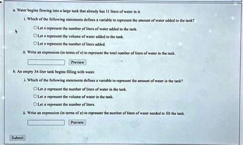 Texts A Water Begins Flowing Into A Large Tank That Already Has 11