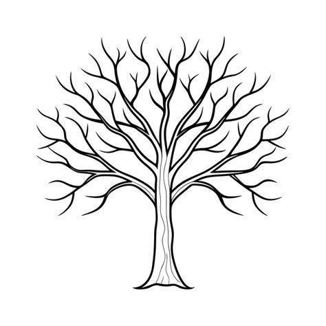 Bold And Minimal Tree Line Art Illustrations In Black And White Premium Ai Generated Vector