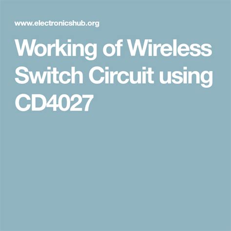 Wireless Switch Circuit Using CD
