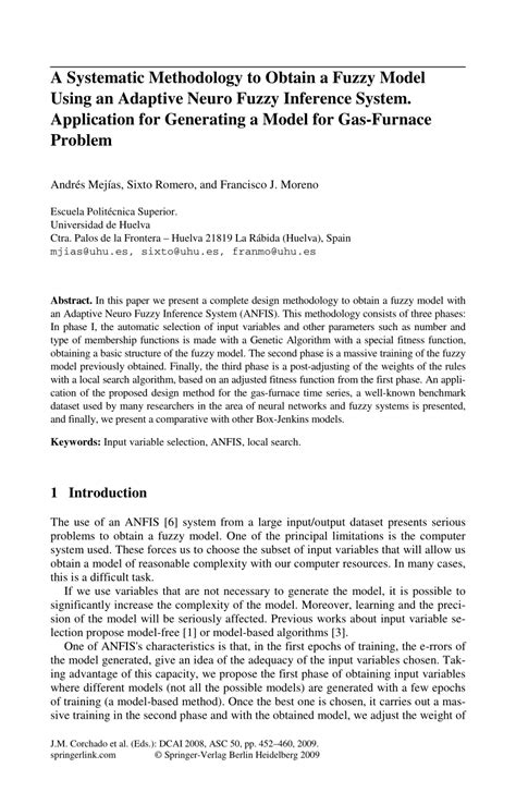 Pdf A Systematic Methodology To Obtain A Fuzzy Model Using An