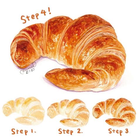 French Croissant Bread Watercolor Clip Art 4 High Quality Png Etsy