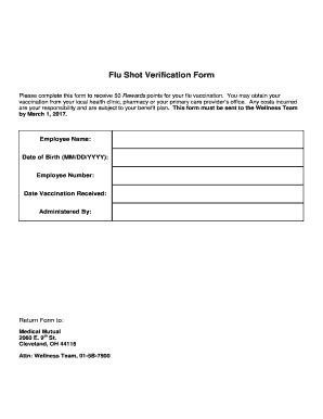 Fillable Online Flu Shot Verification Form Fax Email Print PdfFiller