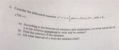 Solved Consider The Differential Equation Y Y 1 2 Sec