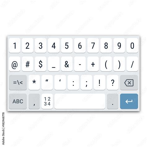 Template Of Virtual Keyboard For Smartphone With Qwerty Layout Digits