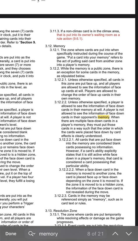 Clarification On Memory Zone Interaction Rweissschwarz