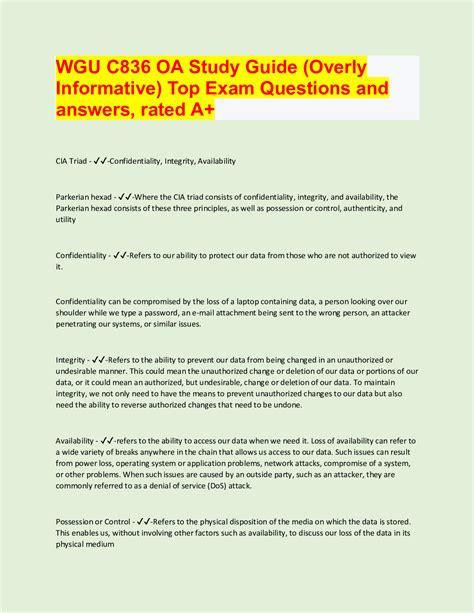 WGU C OA Study Guide Overly Informative Questions And Answers Scholarfriends