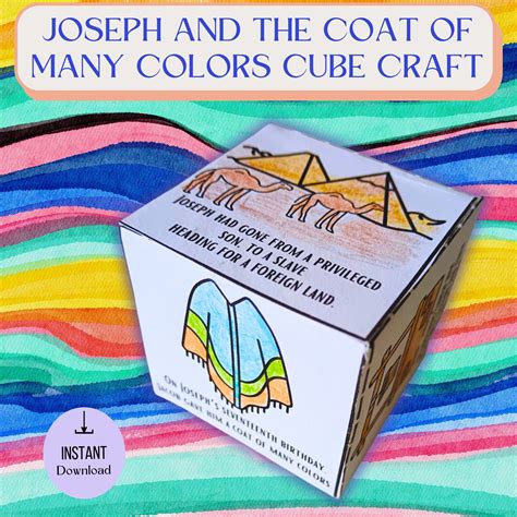 Joseph And The Coat Of Many Colors Coloring Cube Craft Printable Bible Activity Joseph Memory
