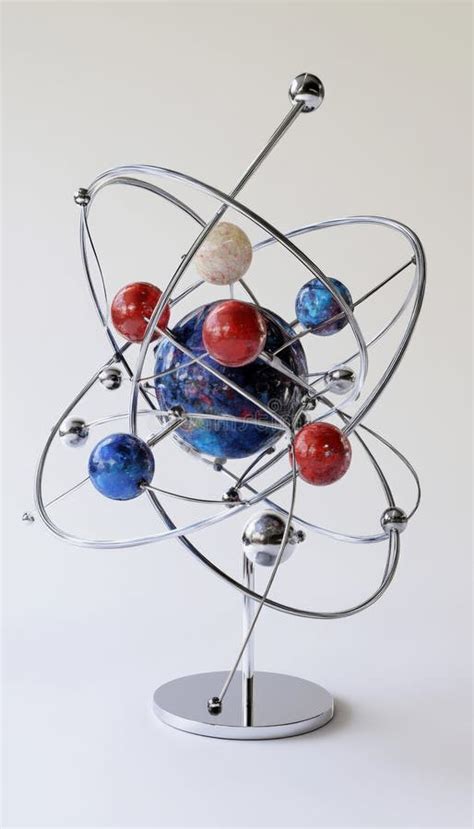 Vibrant Illustration Of An Atom Model With Orbiting Electrons