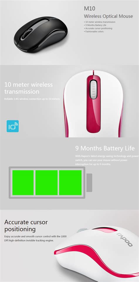 Buy Rapoo M10 Wireless Optical Mouse Black [M10] | PC Case Gear Australia
