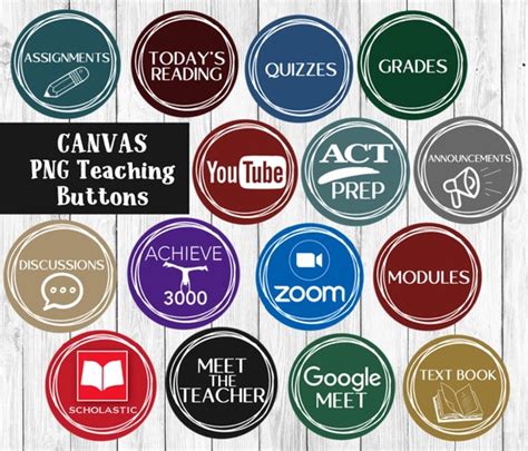 Canvas Png Buttons For Canvas Teacher Online Classroom 15 Etsy