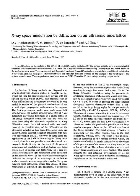 Pdf X Ray Space Modulation By Diffraction On An Ultrasonic Superlattice Dokumen Tips