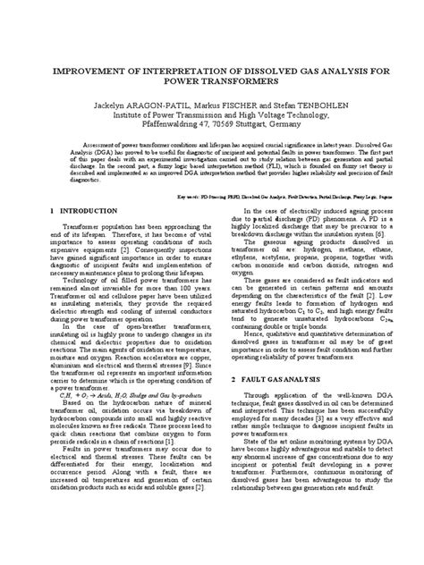 Improvement Of Interpretation Of Dissolved Gas Analysis Pdf