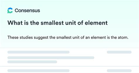 What Is The Smallest Unit Of Element Consensus Academic Search Engine