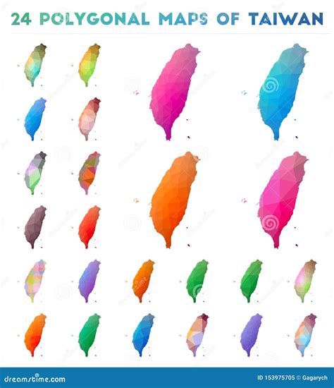 Set Of Vector Polygonal Maps Of Taiwan Stock Vector Illustration Of