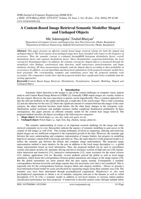 PDF A Content Based Image Retrieval Semantic Modelfor Shaped And Unshaped Objects