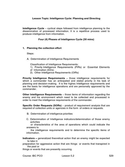 Intel Cycle Planning And Directing Pdf Pdf Military Intelligence Information