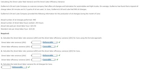 Solved Calculating The Direct Labor Rate Variance And The