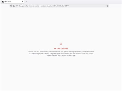 An Error Occurred In The Server Components Render V0 Vercel Community