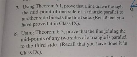 Using Theorem Prove That A Line Drawn Through The Mid Point Of On