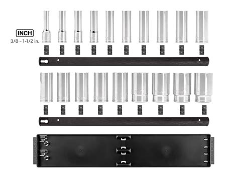 19 Piece 1 2 Inch Drive Deep 12 Point Socket Set 3 8 1 1 2 In Tekton