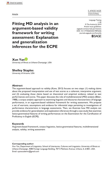 pdf fitting md analysis in an argument based validity framework for writing assessment