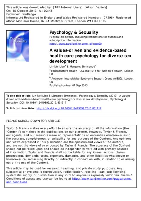 Pdf Liao L M And Simmonds M 2013 Values Driven And Evidence