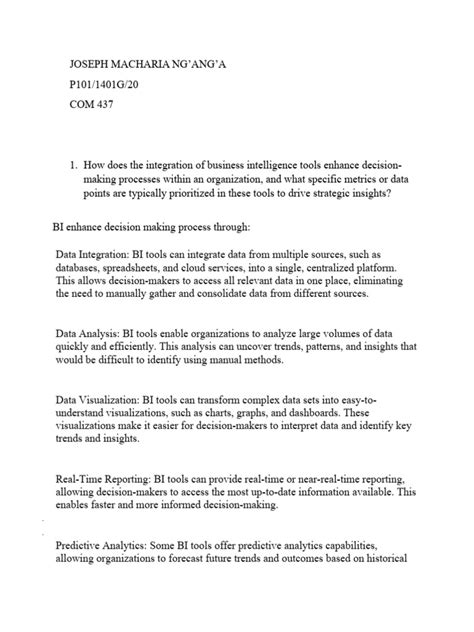 Business Intelligence Assignment Pdf Performance Indicator Business Intelligence