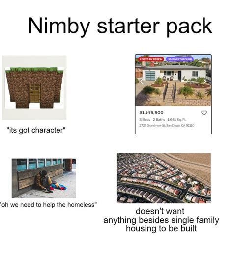 Nimby Not In My Backyard Starter Pack R Starterpacks