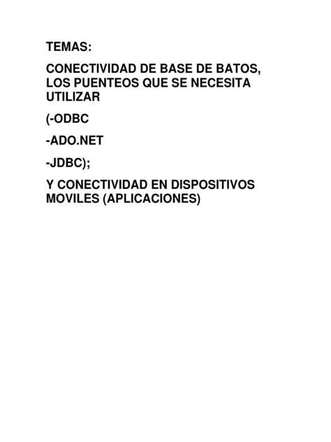 Conectividad Base Datos Dispositivos Moviles Pdf Active X Data Objects Bases De Datos