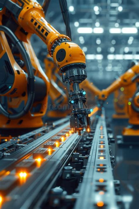 Efficient Robotics Assembling Products In Industrial Automation Stock Illustration