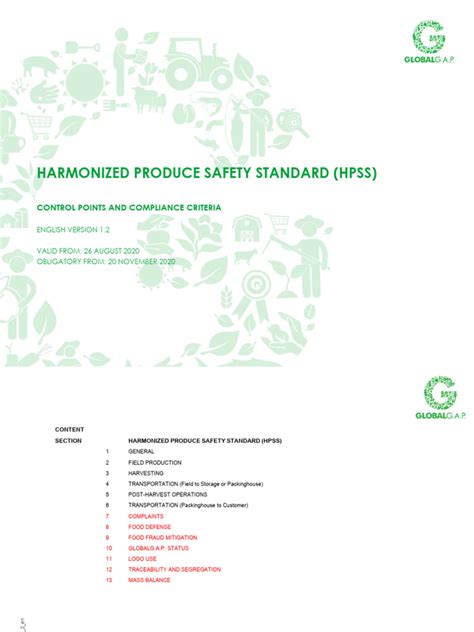 Harmonized Produce Safety Standard Pdf Food Safety Sanitation