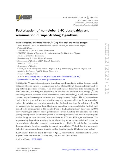 Pdf Factorization Of Non Global Lhc Observables And Resummation Of