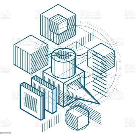 선 및 모양 추상적인 벡터 아이소메트릭 3d 배경입니다 큐브 육각형 사각형 사각형 및 다른 추상 요소 레이아웃 0명에 대한 스톡 벡터 아트 및 기타 이미지 Istock