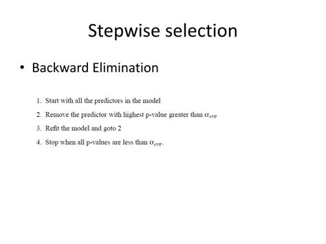 Ppt Biostatistics Lecture 7 Variable Selection Methods Powerpoint