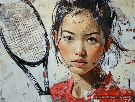Ai创作图网球运动手绘 写实人物绘画 丙烯画人物 网球运动插画 插画运动 写实人物插画 运动系列插画 原创插画运动员 插画球类运动 体育美育 网球馆装饰画 日本艺术家 网球原创设计 人物肖像画