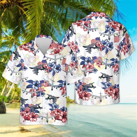 Us Air Force Boeing B 52 Stratofortress 4th Of July Hawaiian Shirt Ho0