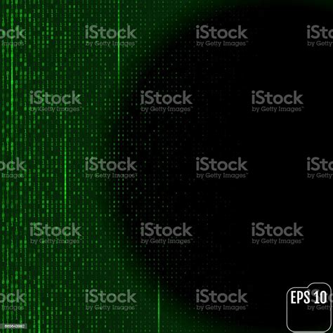 Stream Of Binary Code On Screen Abstract Vector Background Data And