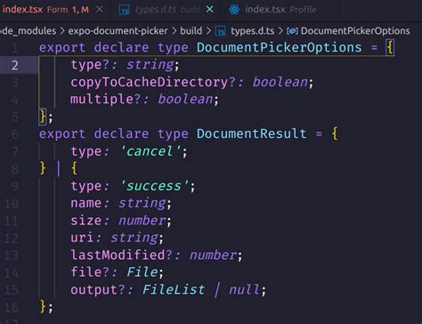Document Picker Docs Type DocumentPickerOptions Showing Error On Type Of Type String