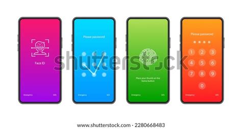 Smartphone Passcode Lock Screen Interface Protecting Stock Vector