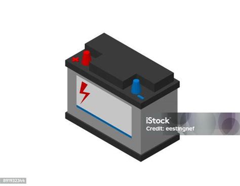 자동차 축전지 배터리입니다 흰색 배경에 고립 3 차원 벡터 그림입니다 등각 프로젝션입니다 등측투영법에 대한 스톡 벡터 아트 및 기타 이미지 Istock