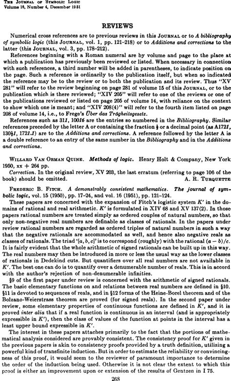 Frederic B Fitch A Demonstrably Consistent Mathematics The Journal