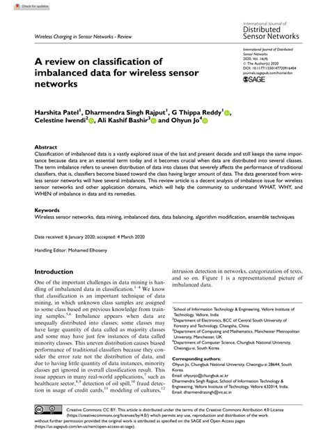 Pdf A Review On Classification Of Imbalanced Data For Wireless Sensor Networks