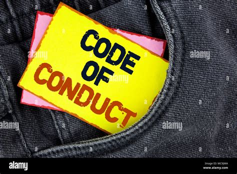 Writing Note Showing Code Of Conduct Business Photo Showcasing Follow