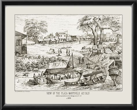 Marysville Ca 1850 Restored View Vintage City Maps