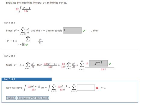 Solved Evaluate The Indefinite Integral As An Infinite Chegg Com