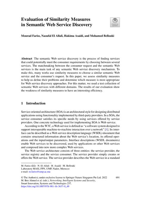 Pdf Evaluation Of Similarity Measures In Semantic Web Service Discovery